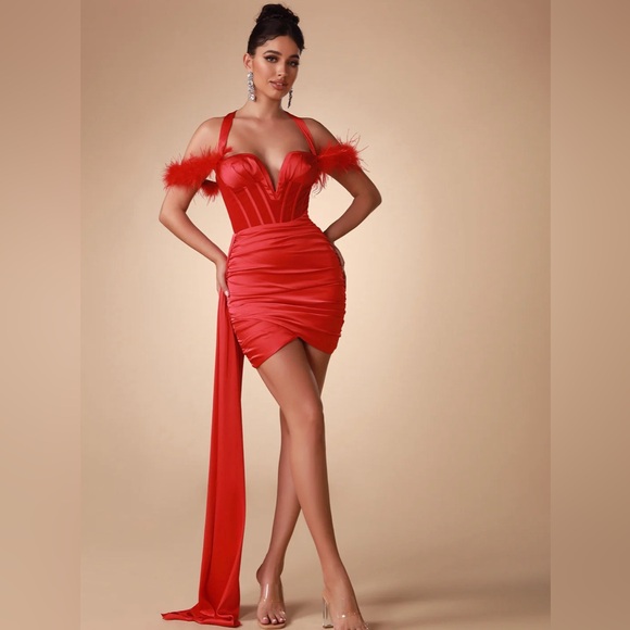 REVOLVE | Dresses | Revolve Red Satin Corset Draping Mini Dress With ...